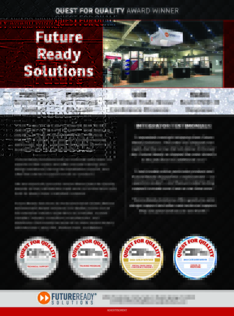 Future Ready Solutions Wins Four 2021 CEPro Quest For Quality Awards - Future Ready Solutions