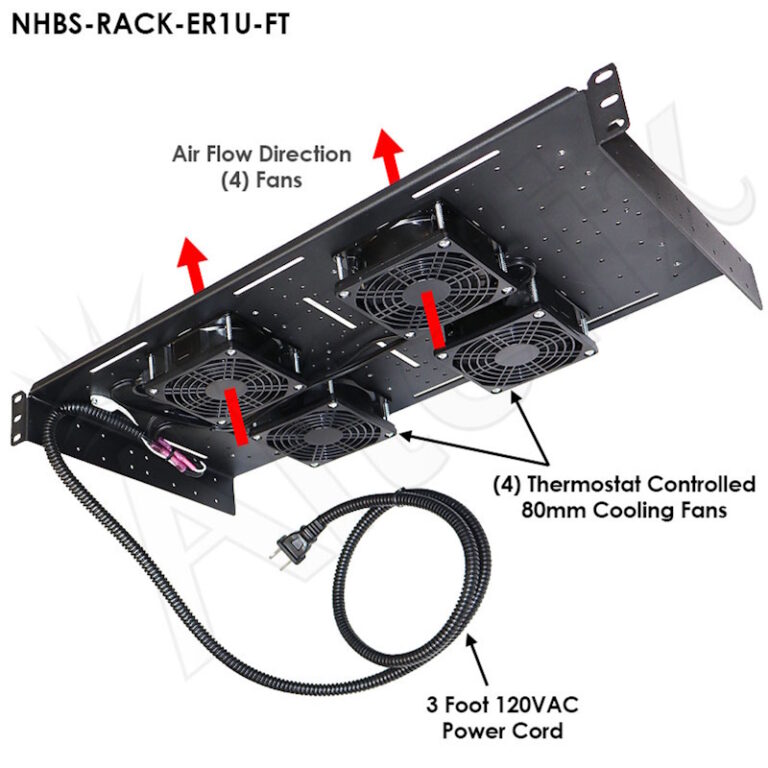 Altelix Rack Mount Fan Tray with Four Thermostat Controlled Cooling ...